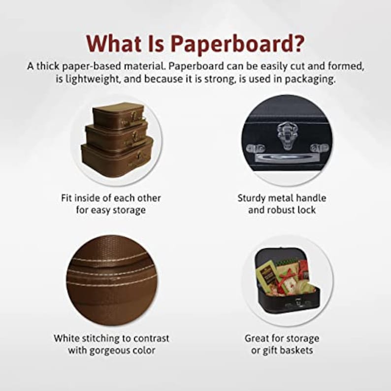 Suitcase Set of 3 Brown Paperboard - Etsy