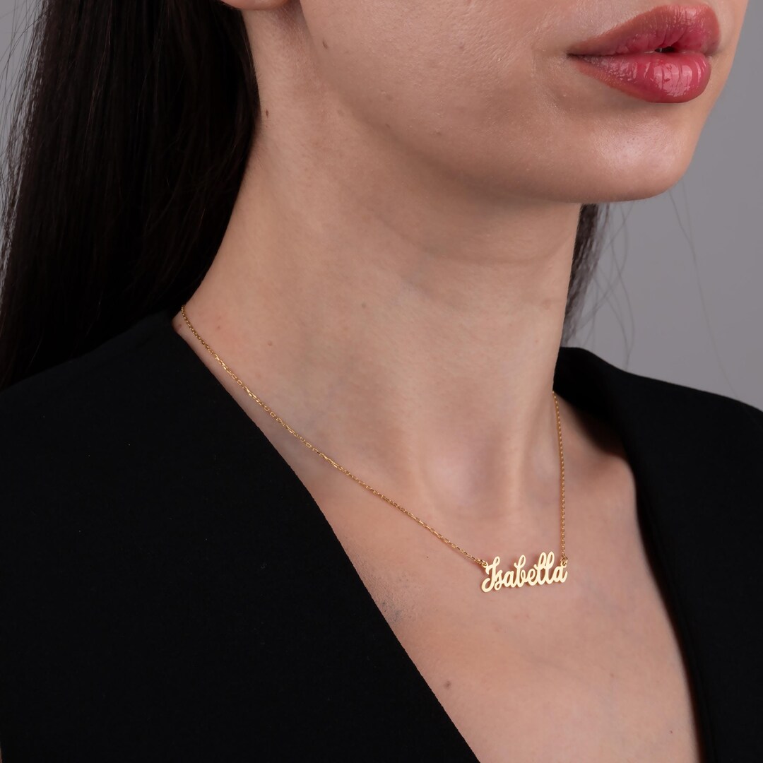 14K Solid Gold Name Jewelry, Personalized Name Necklace, Signature Name ...