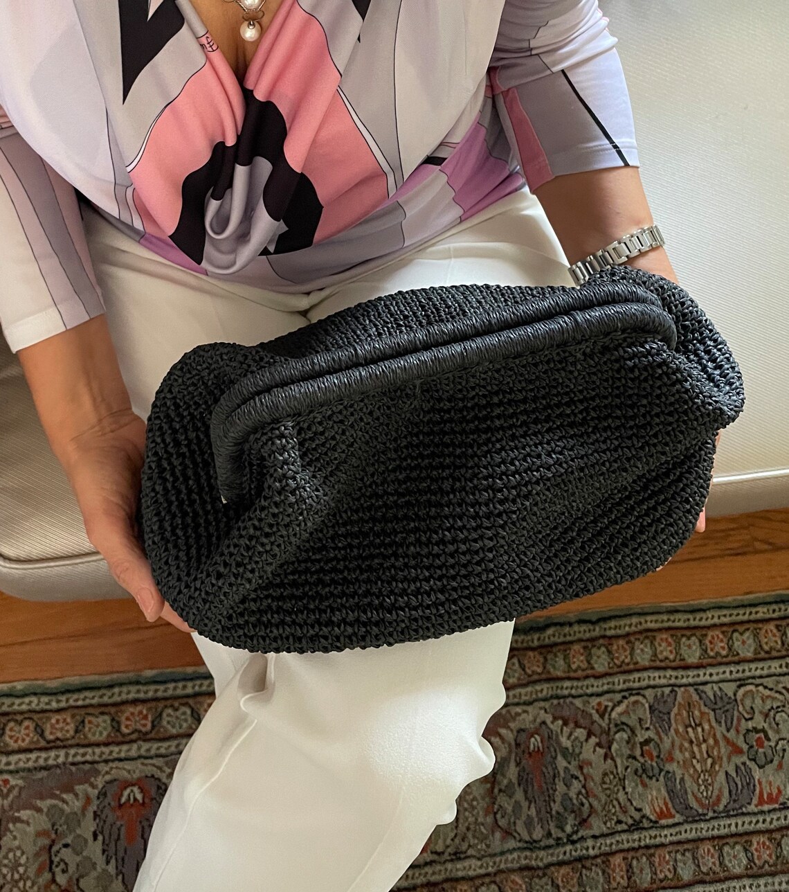 Clutches and Evening Bag, Metallic Raffia Bag, Raffia Clutch, Raffia ...