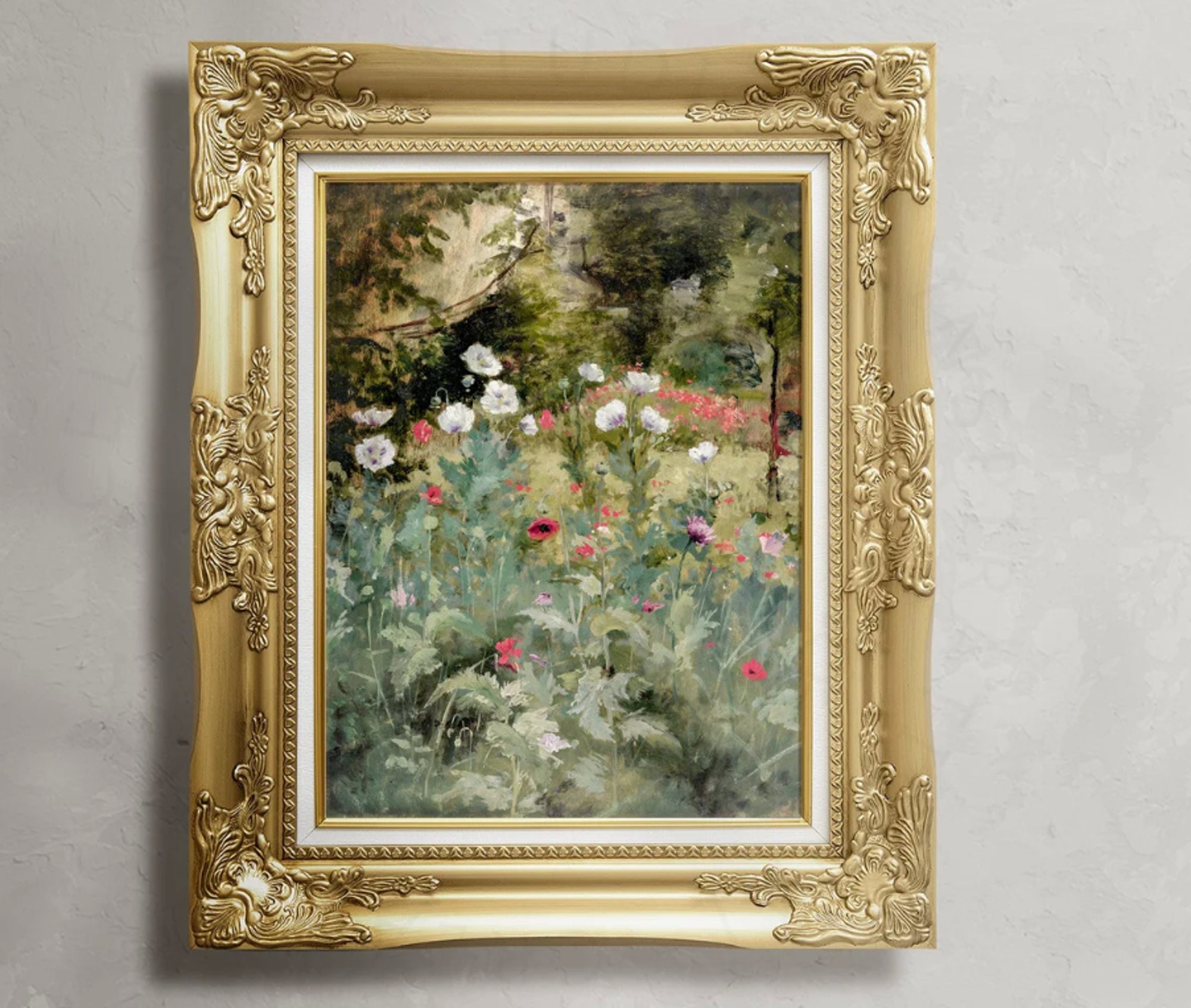 Vintage Poppy Art Print Decor, Digital Downloadable Flower Portrait ...