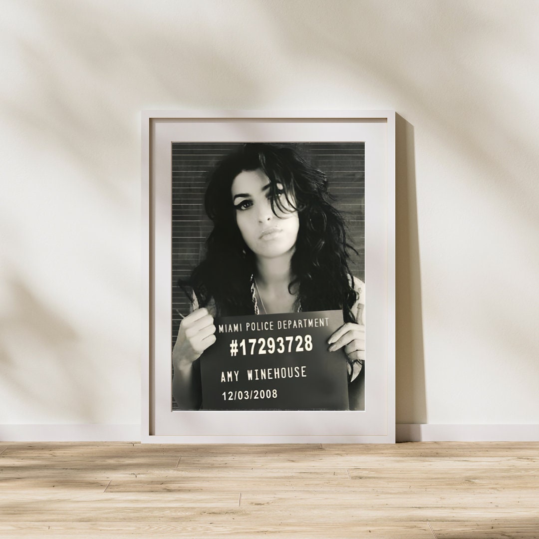Amy Winehouse Mugshot Poster, , Feminist Print, Vintage Photo ...