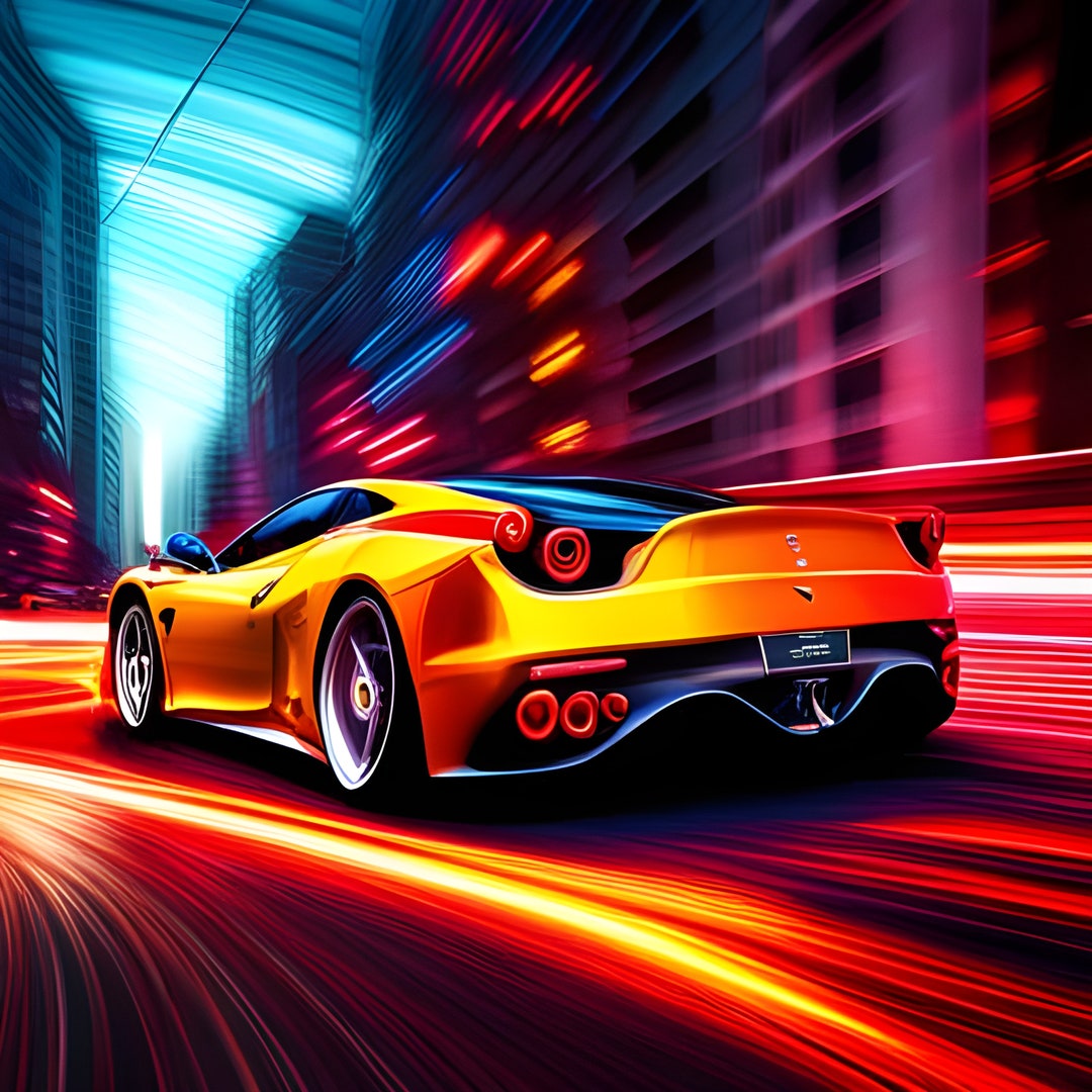 Three High-resolution Neon Ferrari Car Pictures 8000x8000px - Etsy