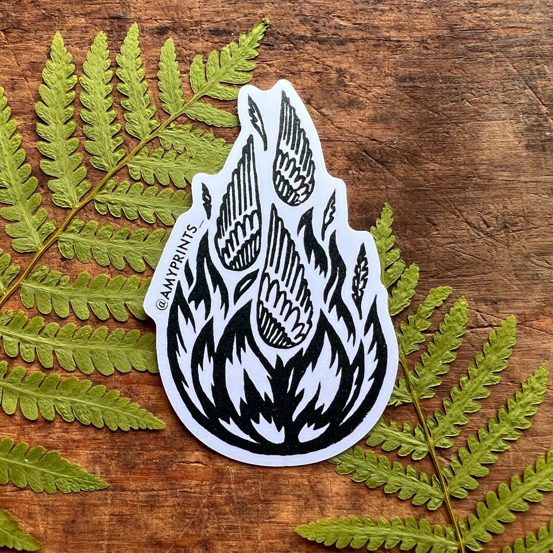 From the Ashes 3 Inch Sticker | Linocut Block Print Eco-friendly ...