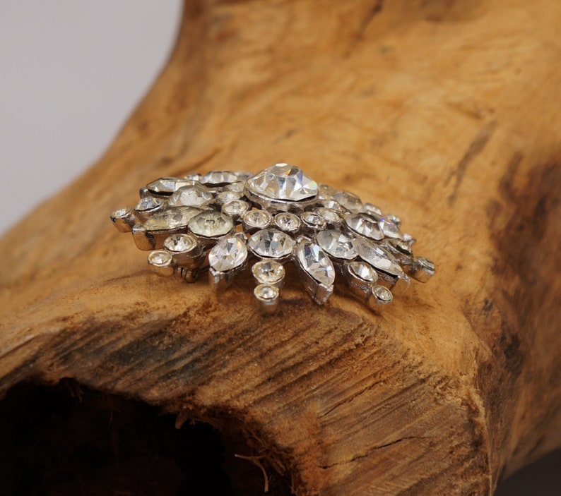 Vintage Silver Coro Marquise and Round Cut Crystal & Glass Rhinestone ...