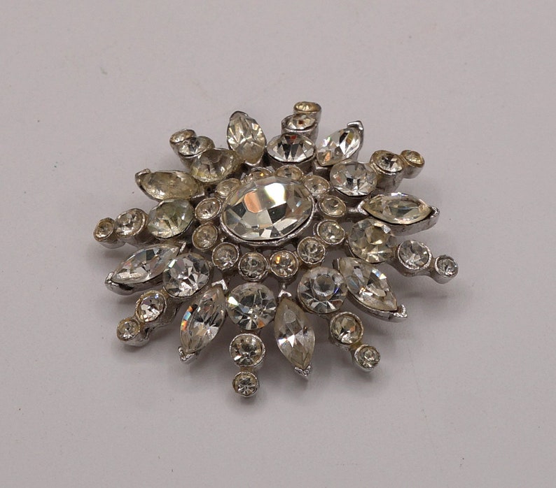 Vintage Silver Coro Marquise and Round Cut Crystal & Glass Rhinestone ...