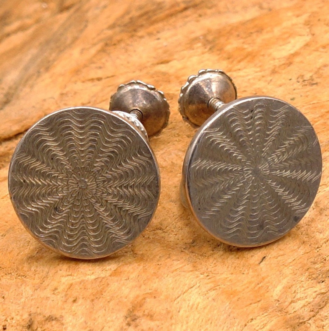 1930-1950 Vintage Napier Sterling Art Deco Style Zig Zag Fluted Disc ...