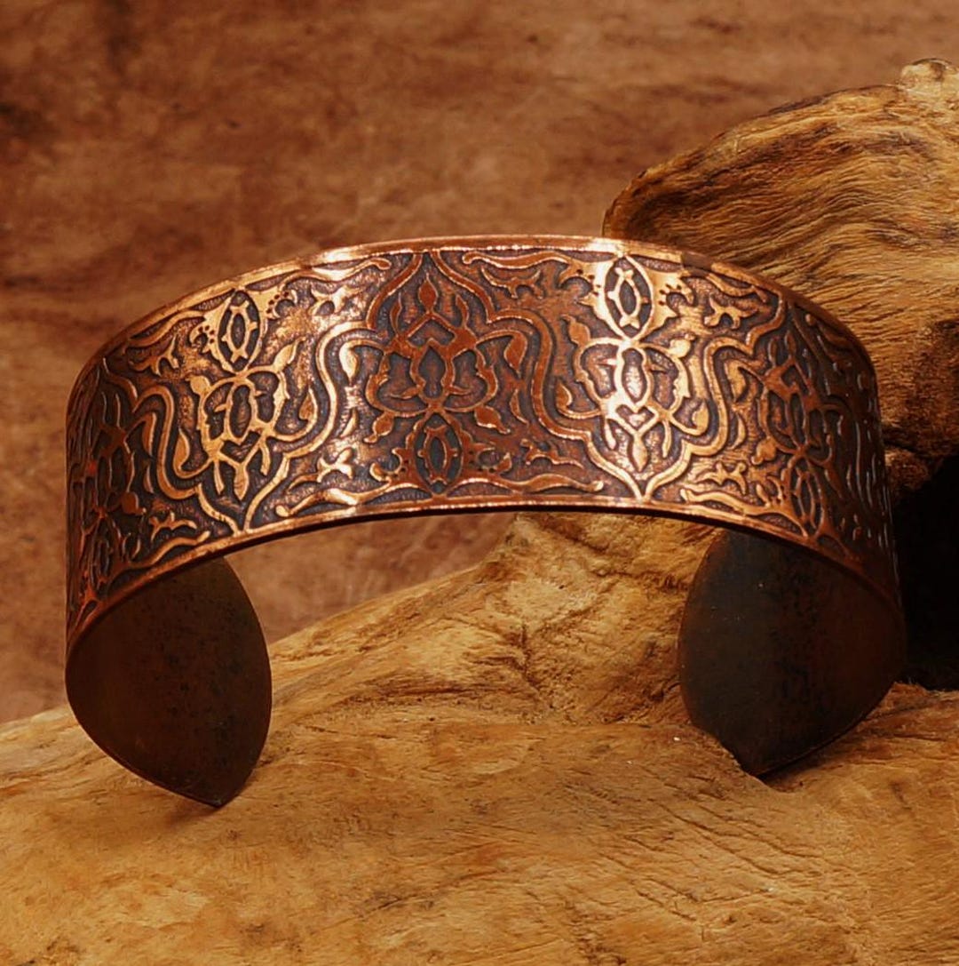 Vintage Copper Wide Cuff Art Nouveau Scroll Style - Etsy