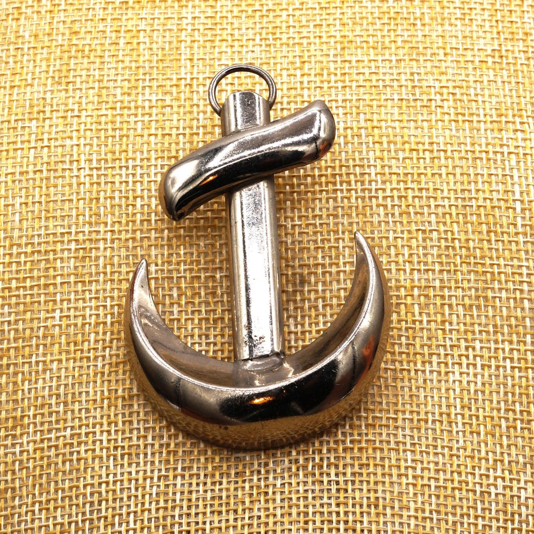 Vintage Nautical Ship Anchor Modernist Brooch Pendant Silver Tone - Etsy