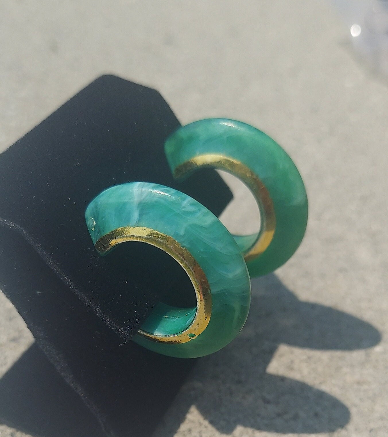 Vintage Hoop Molded Plastic Jade Style Clip-on Earrings From - Etsy