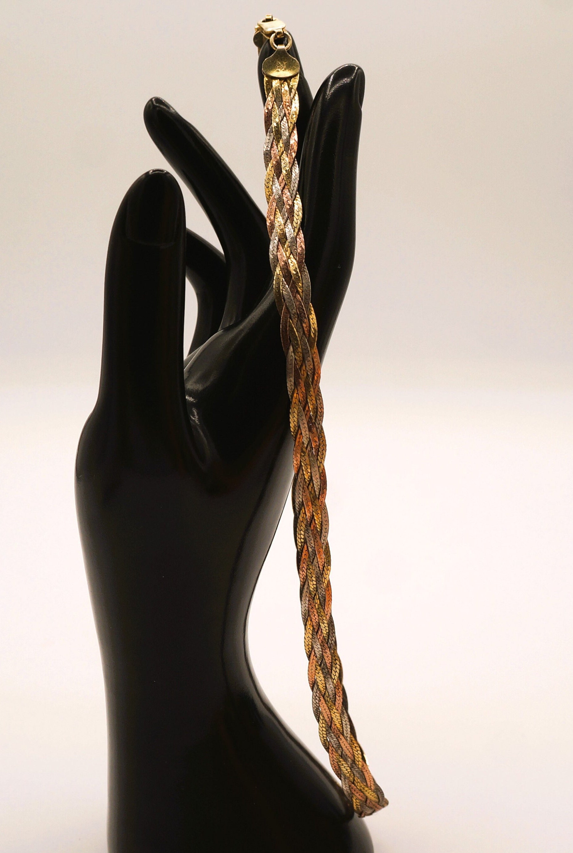 Vintage Three Tone Braided Herringbone Sterling Silver Necklace 18" - Etsy