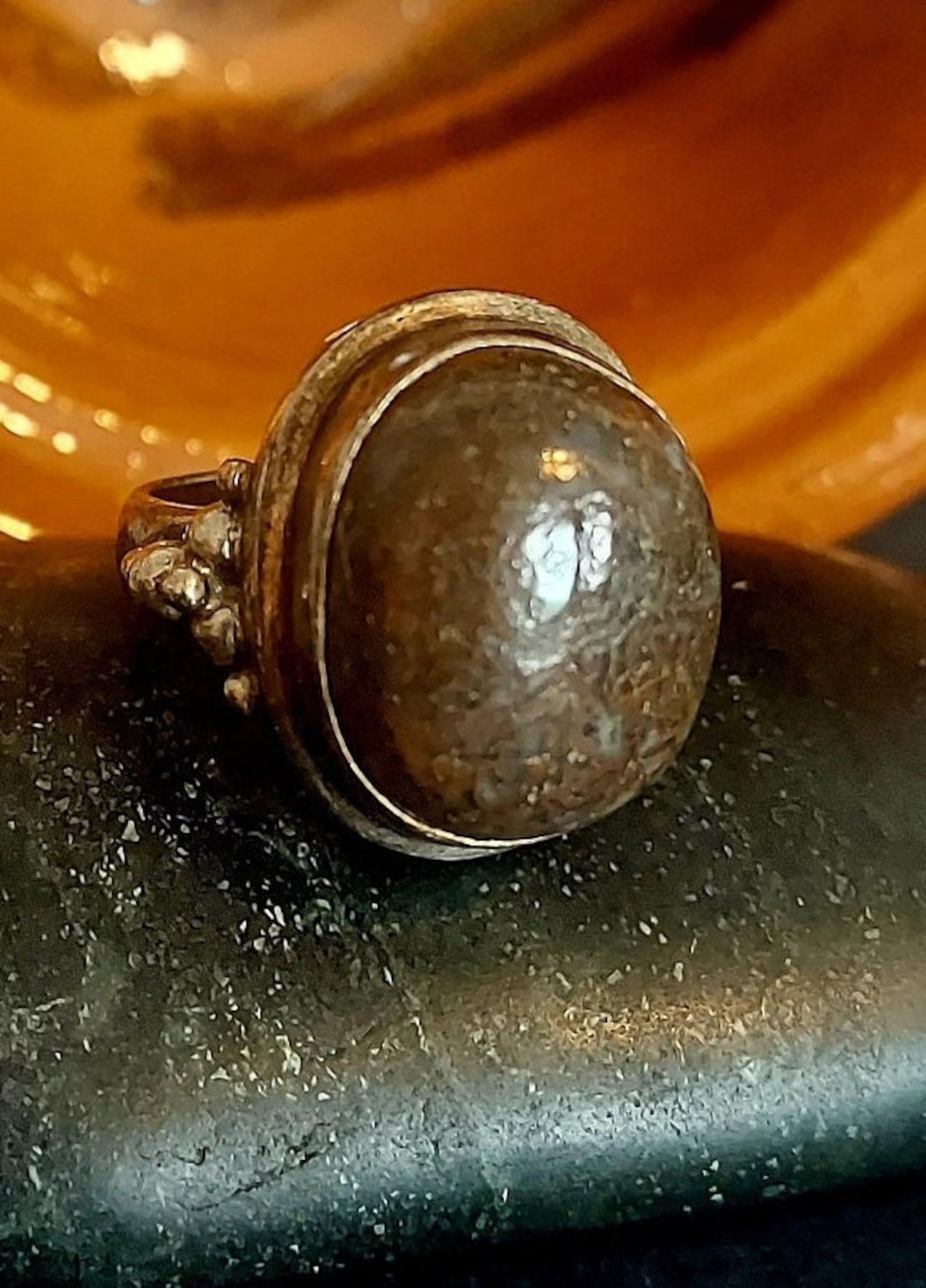 Brown Stone With Blue Specks Vintage Ring - Etsy