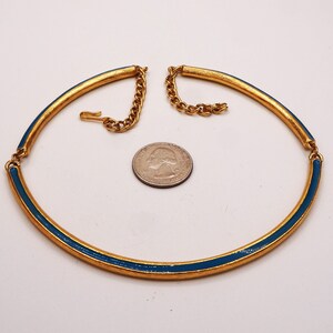 Vintage 1980s Reversible Blue & Gold Tone Metal Choker Necklace 18 - Etsy