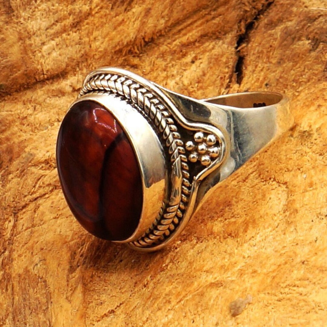 Vintage Red Tiger's Eye Silver Ring Oval Cabochon Size 7 - Etsy