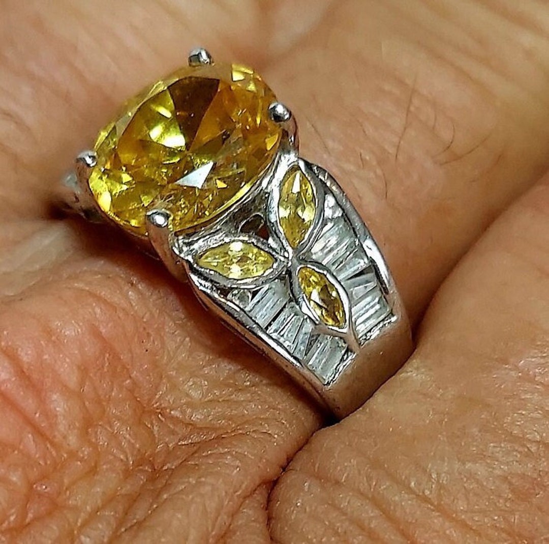 Vintage Daniel Steiger Yellow Primavera Diamondeau Ring 925 Sterling ...