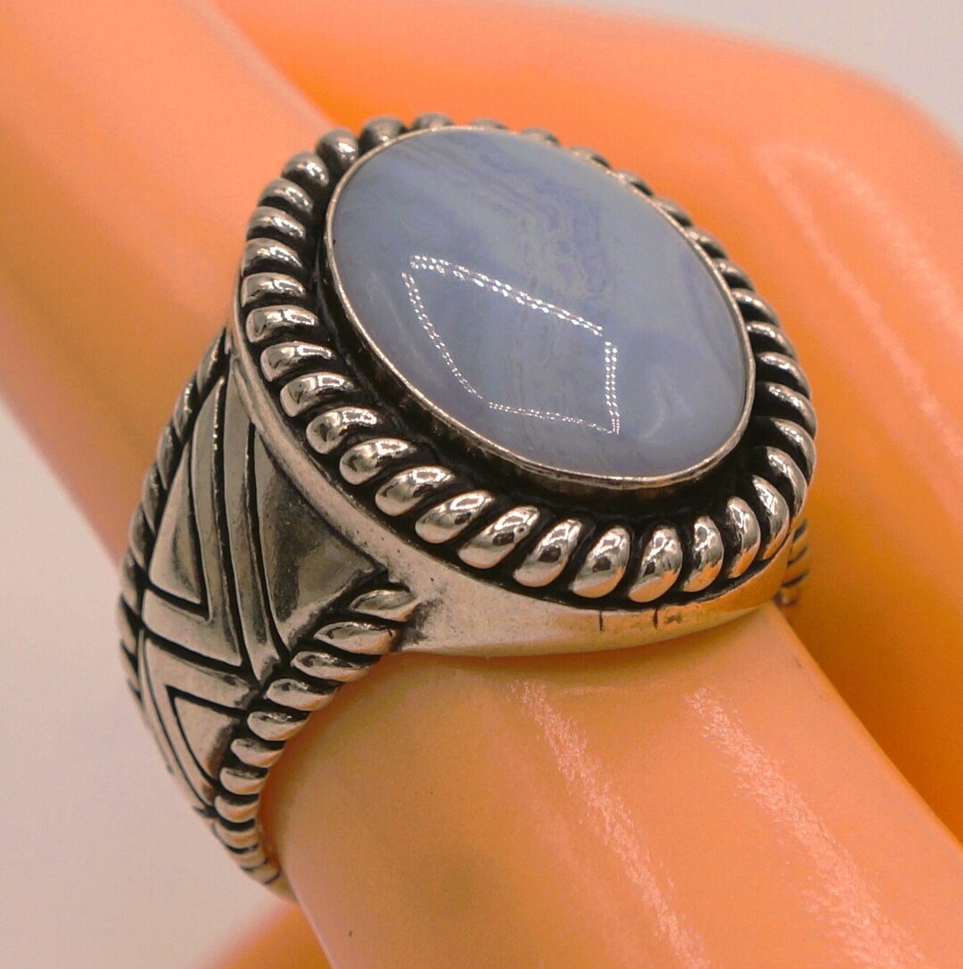 Vintage Carolyn Pollack Relios Lavender-blue Lace Agate Sterling Silver ...