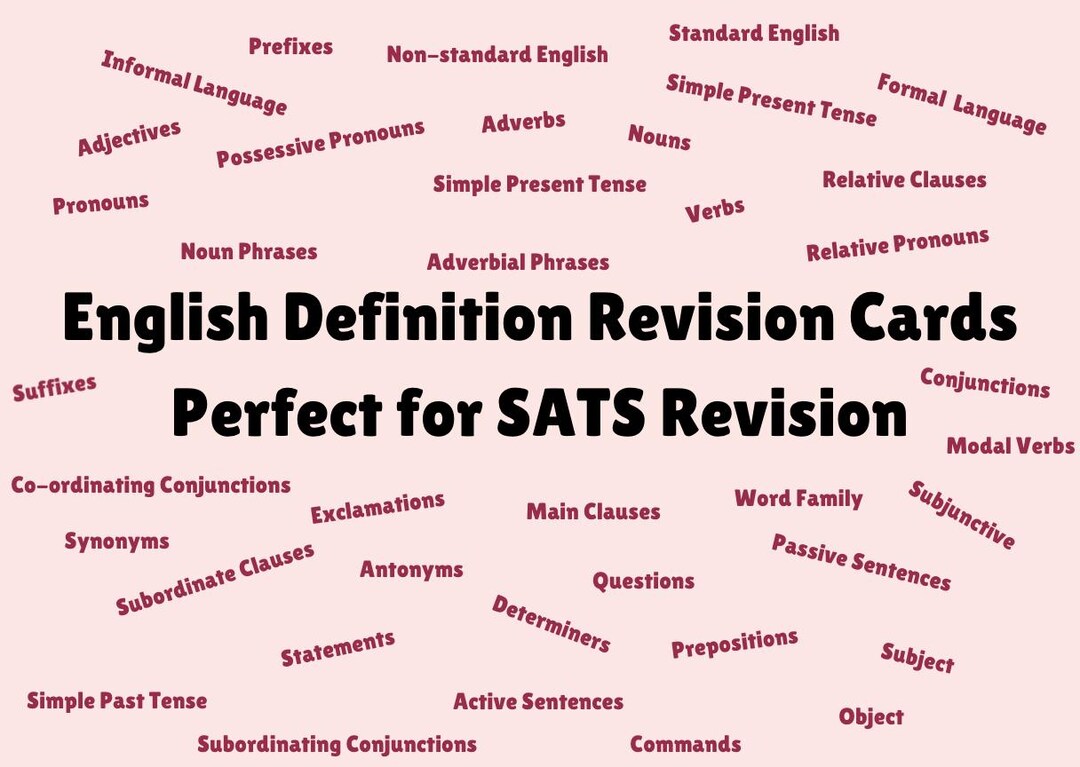 English KS2 Definition Flashcards - SATS Revision - 38 Cards - Etsy