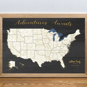 Large Push Pin Map of United States, Custom Travel Map, Styles: Framed ...