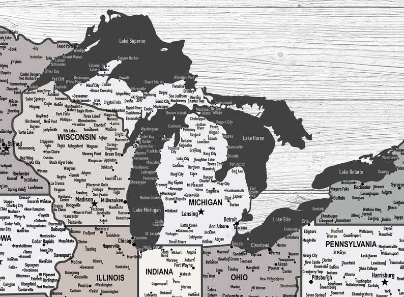 Personalized Farmhouse Map of USA, Pinboard Travel Map, Styles: Framed ...