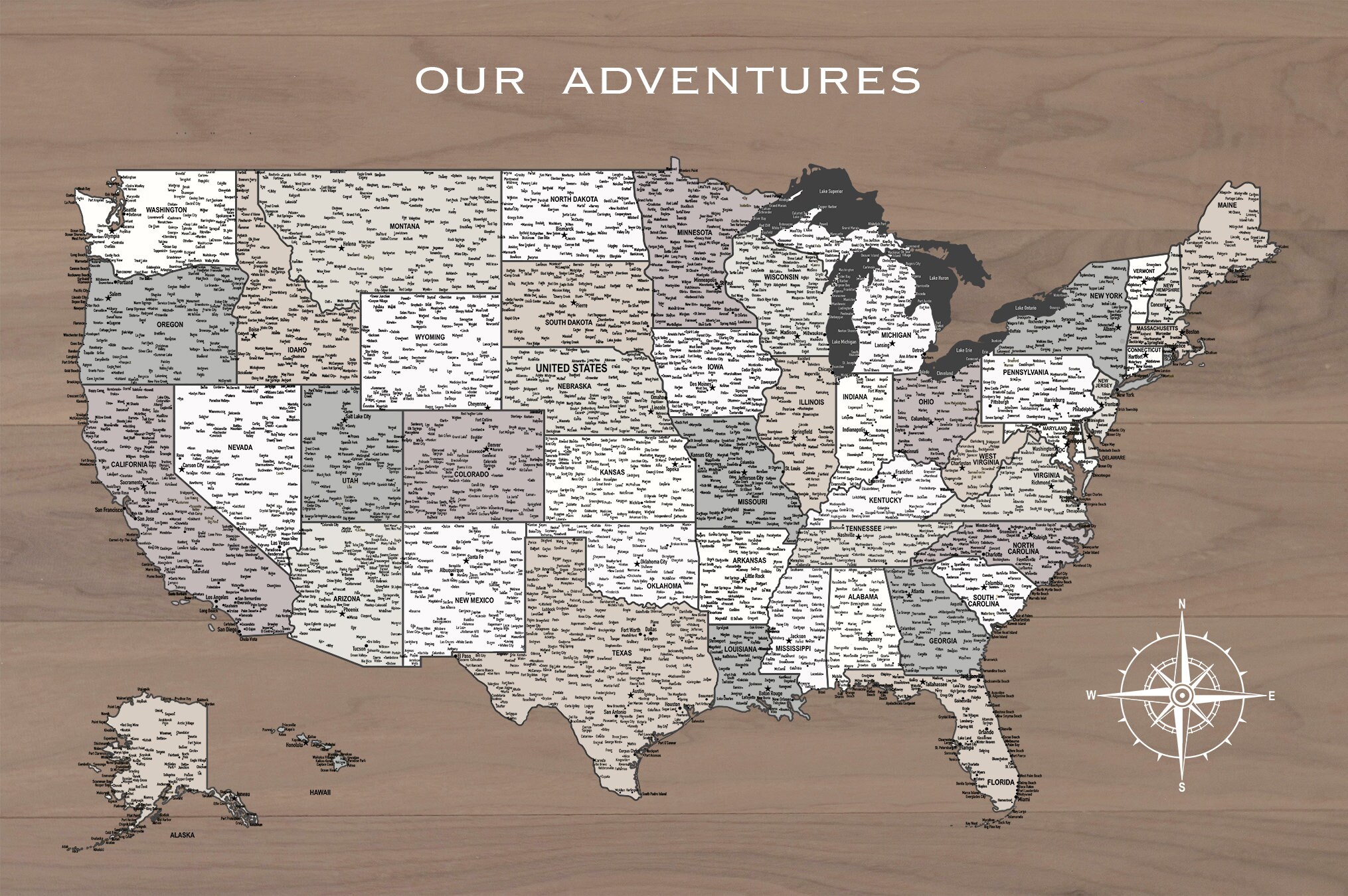 Push Pin USA Travel Map, Personalized Canvas Print Ready to Hang, 36x24 ...