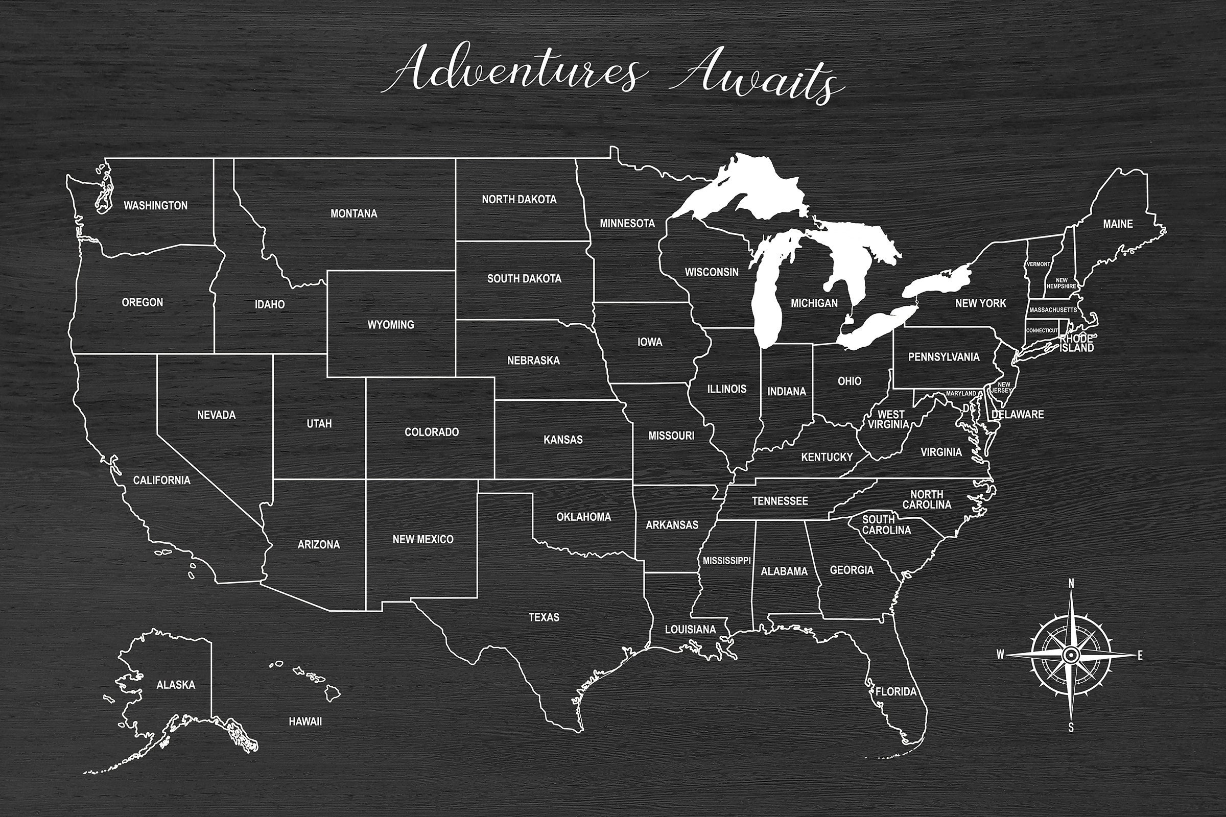 Custom Mini USA States Pinboard Map / Framed Map Foam Map Poster / 8x12 ...