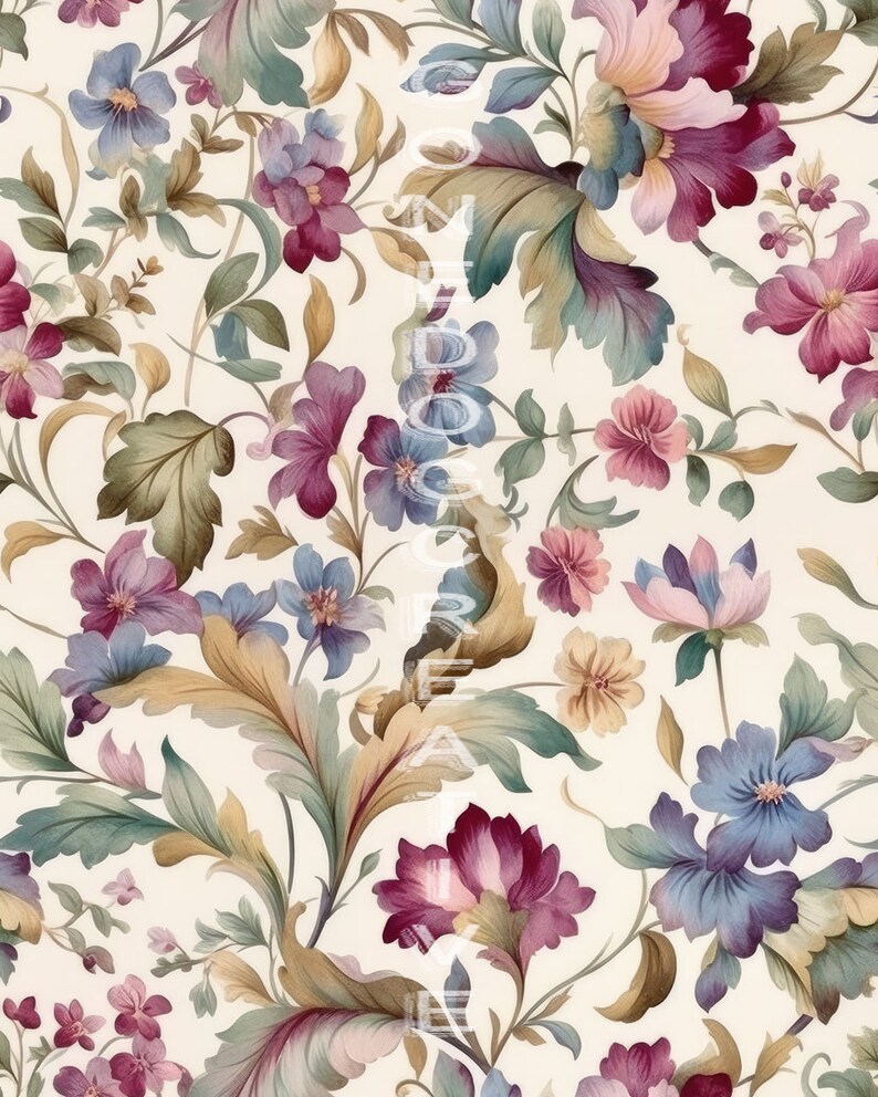 Seamless Tileable Chintz Flower Patterns--high Resolution Pack 1 - Etsy