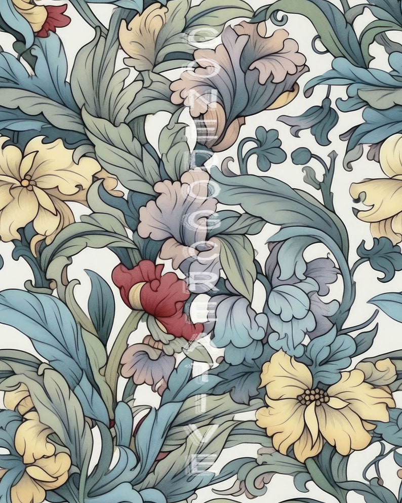 Seamless Tileable Art Nouveau Flower Patterns--high Resolution Pack 1 ...
