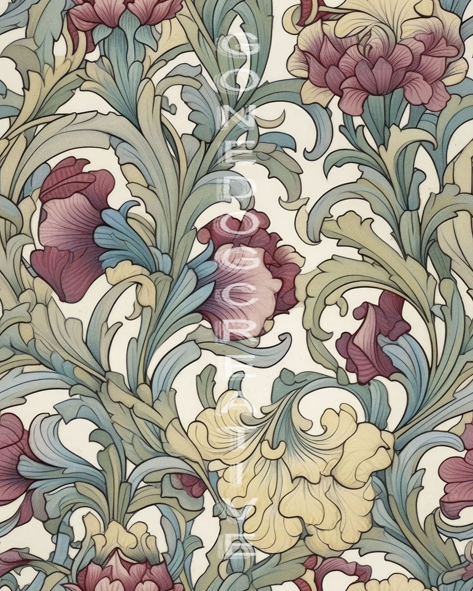 Seamless Tileable Art Nouveau Flower Patterns Pack 2--high Resolution ...