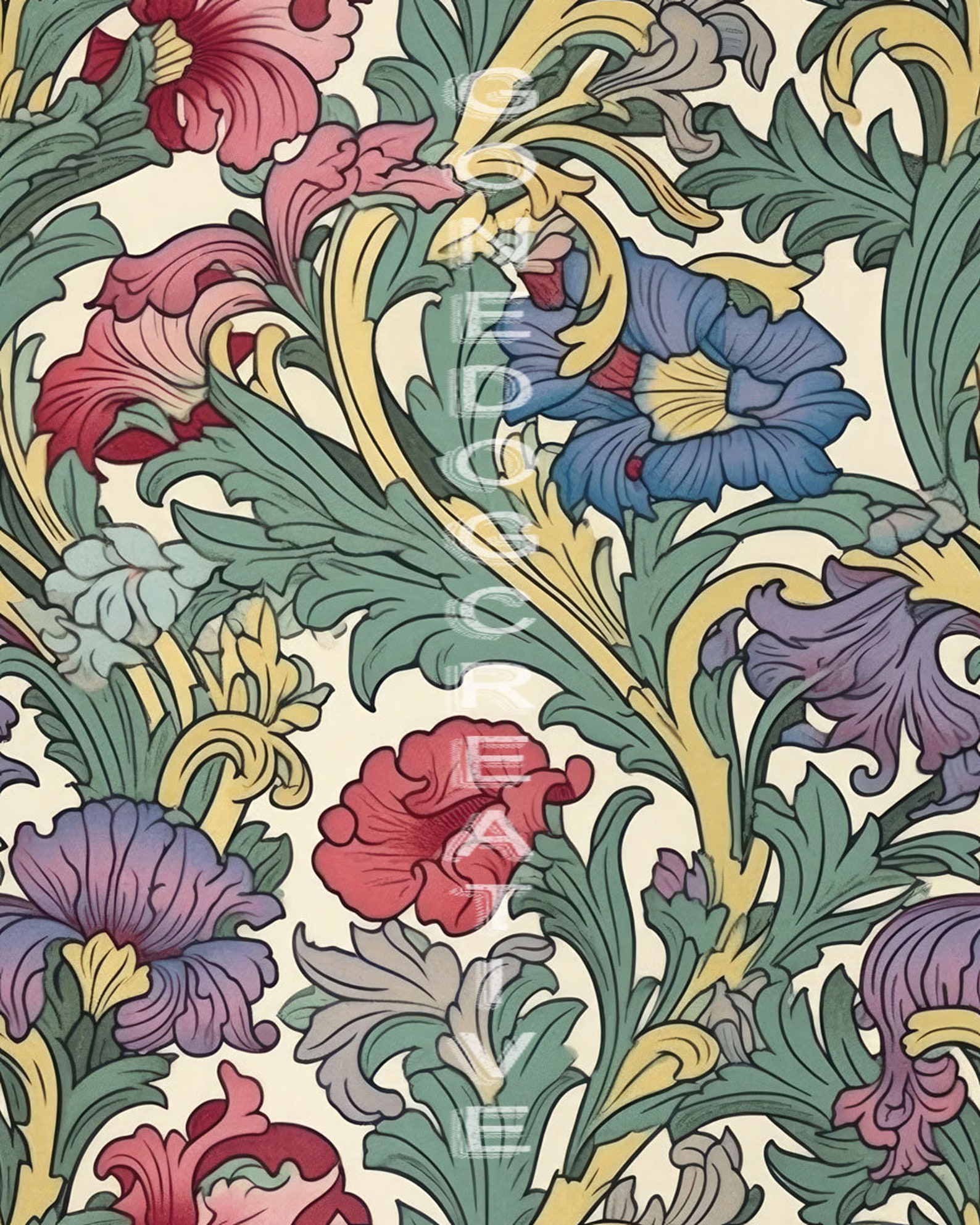 Seamless Tileable Art Nouveau Flower Patterns--high Resolution Pack 1 ...