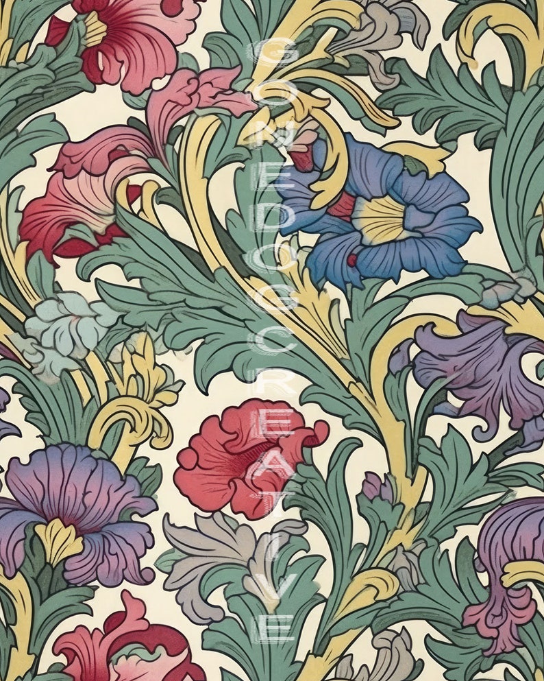 Seamless Tileable Art Nouveau Flower Patterns--high Resolution Pack 1 ...