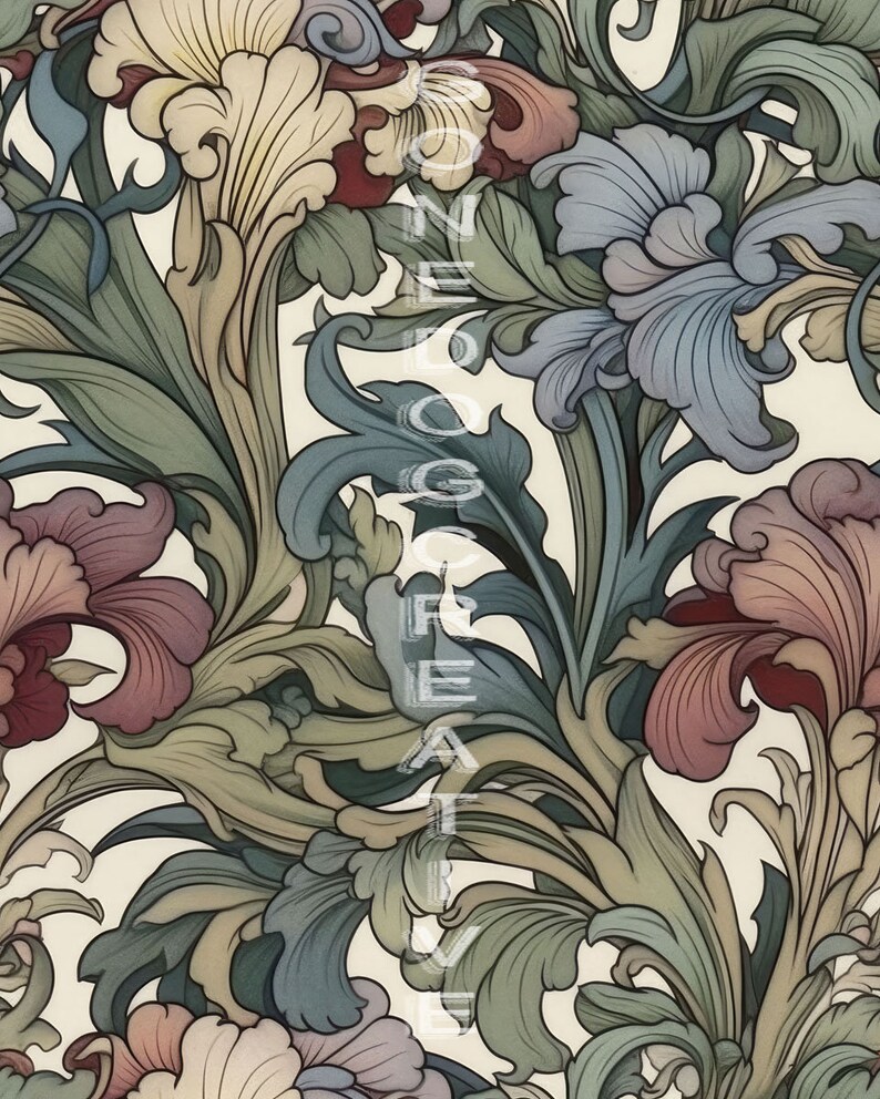 Seamless Tileable Art Nouveau Flower Patterns--high Resolution Pack 1 ...