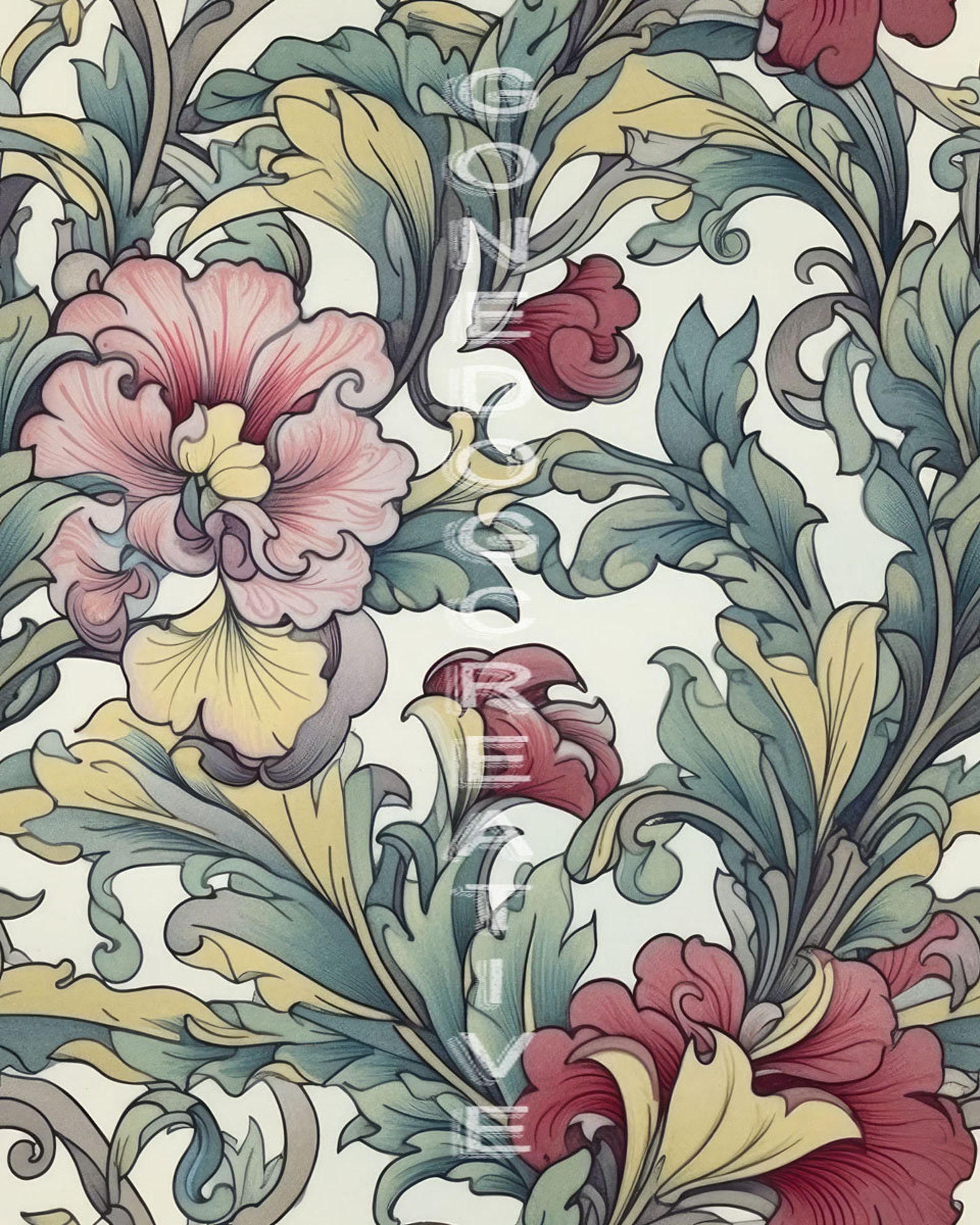 Seamless Tileable Art Nouveau Flower Patterns--high Resolution Pack 1 ...