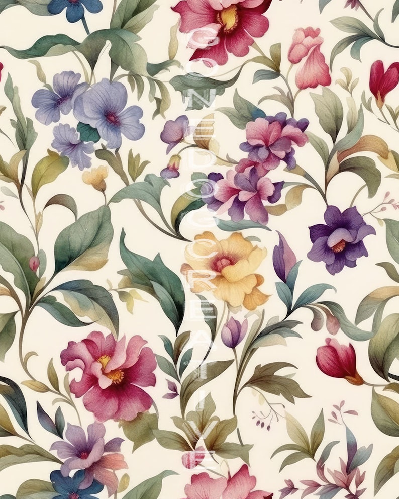 Seamless Tileable Chintz Flower Patterns--high Resolution Pack 1 - Etsy