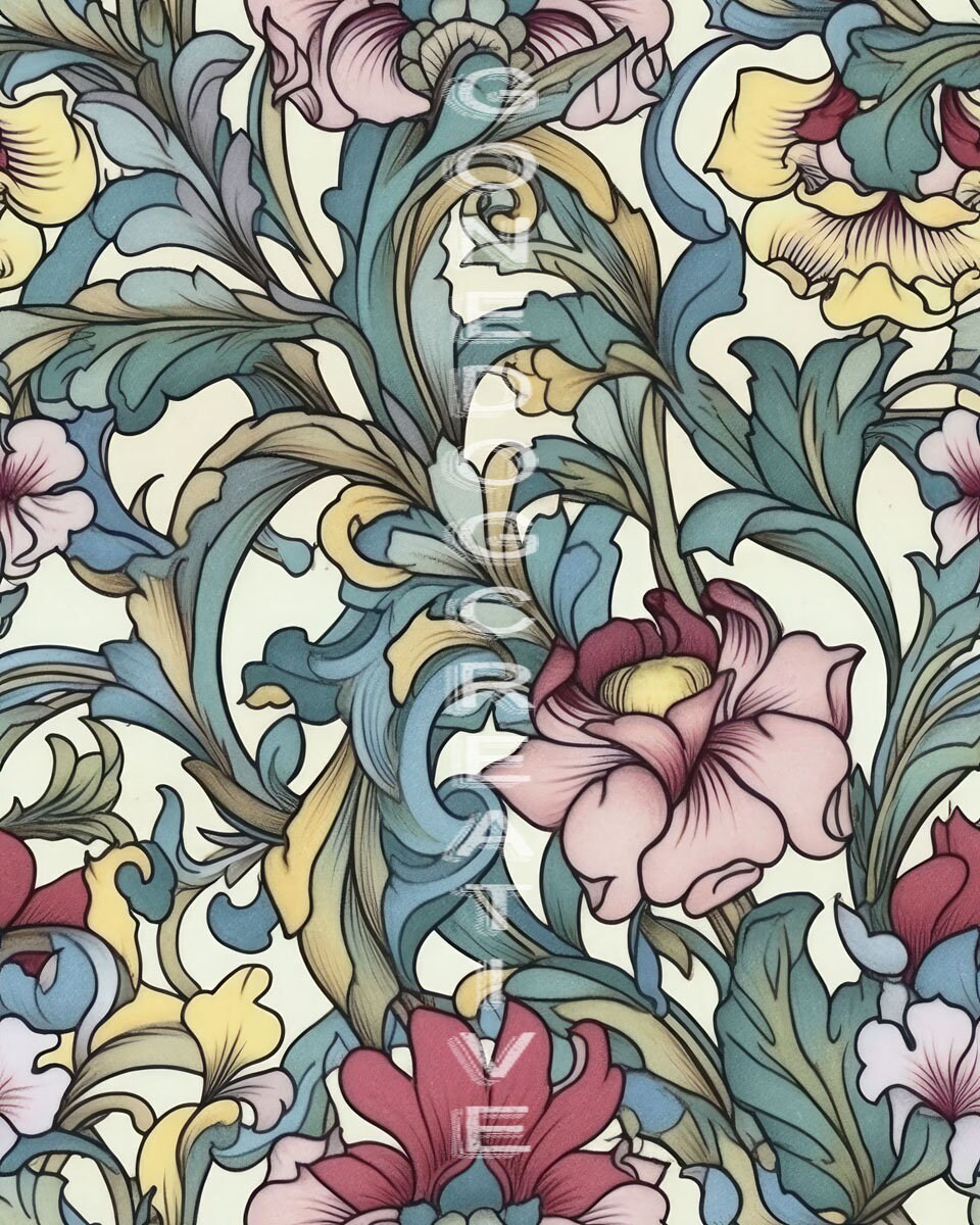 Seamless Tileable Art Nouveau Flower Patterns--high Resolution Pack 1 ...