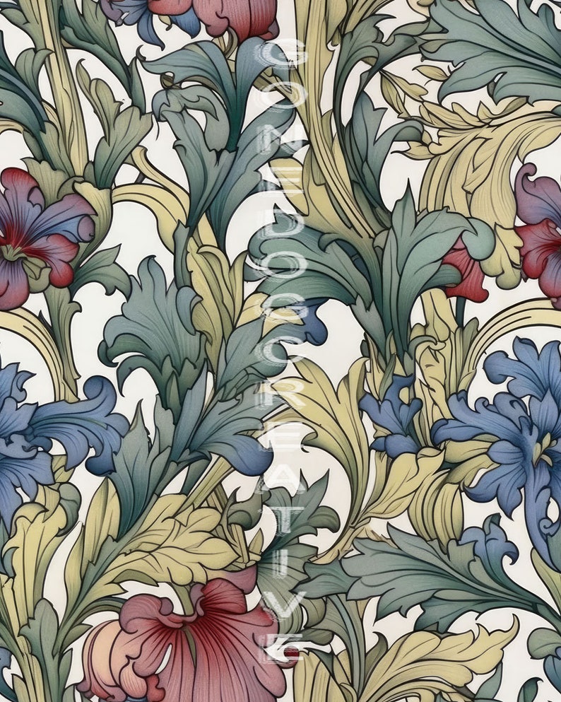 Seamless Tileable Art Nouveau Flower Patterns Pack 2--high Resolution ...