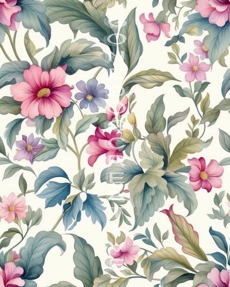 Seamless Tileable Chintz Flower Patterns--high Resolution Pack 1 - Etsy ...