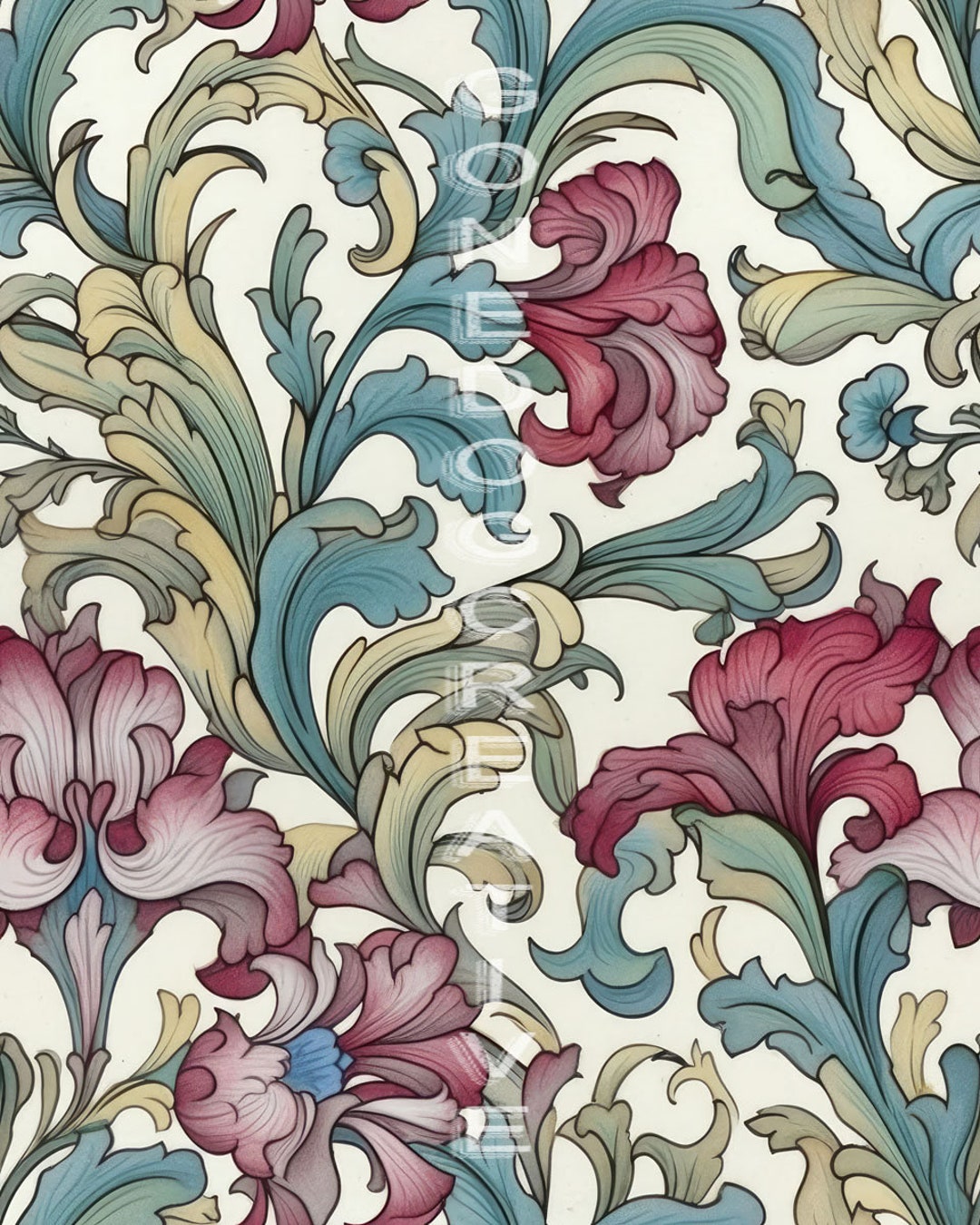 Seamless Tileable Art Nouveau Flower Patterns--high Resolution Pack 1 ...