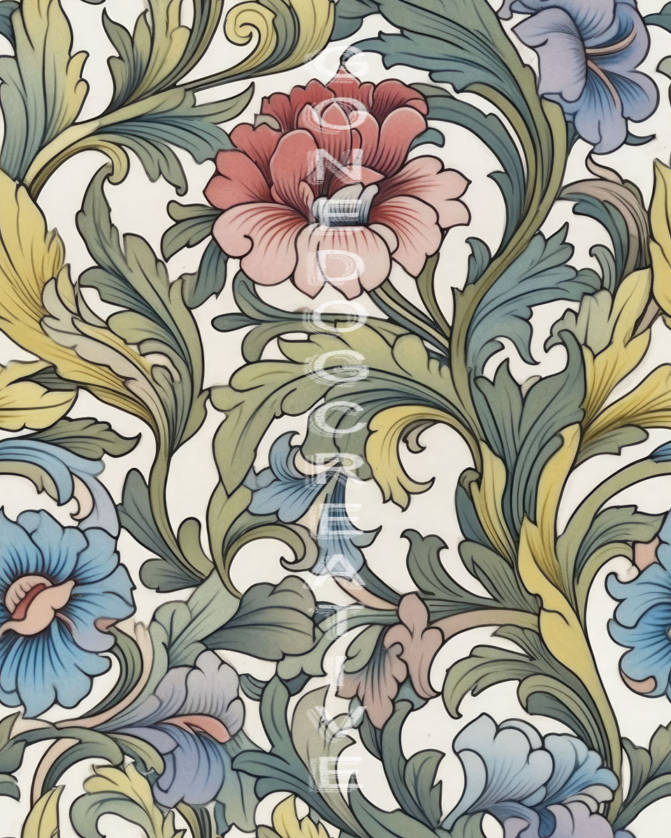 Seamless Tileable Art Nouveau Flower Patterns Pack 2--high Resolution ...