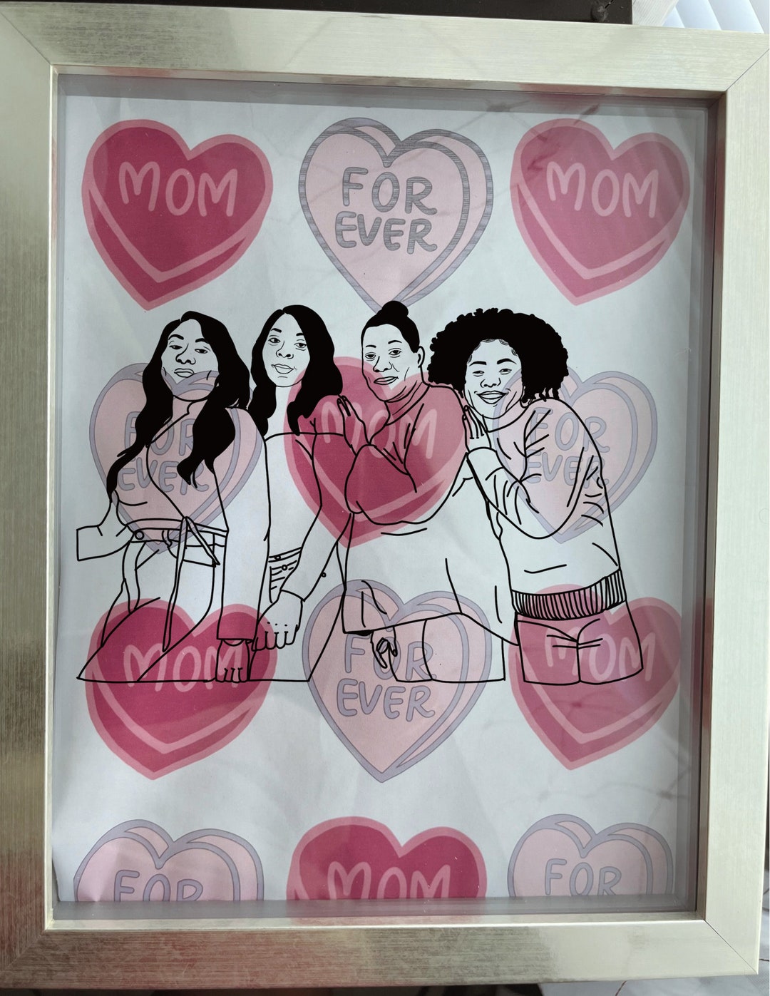 Personalized Family Portrait Line Art - Framed Shadow Box Gift - Etsy