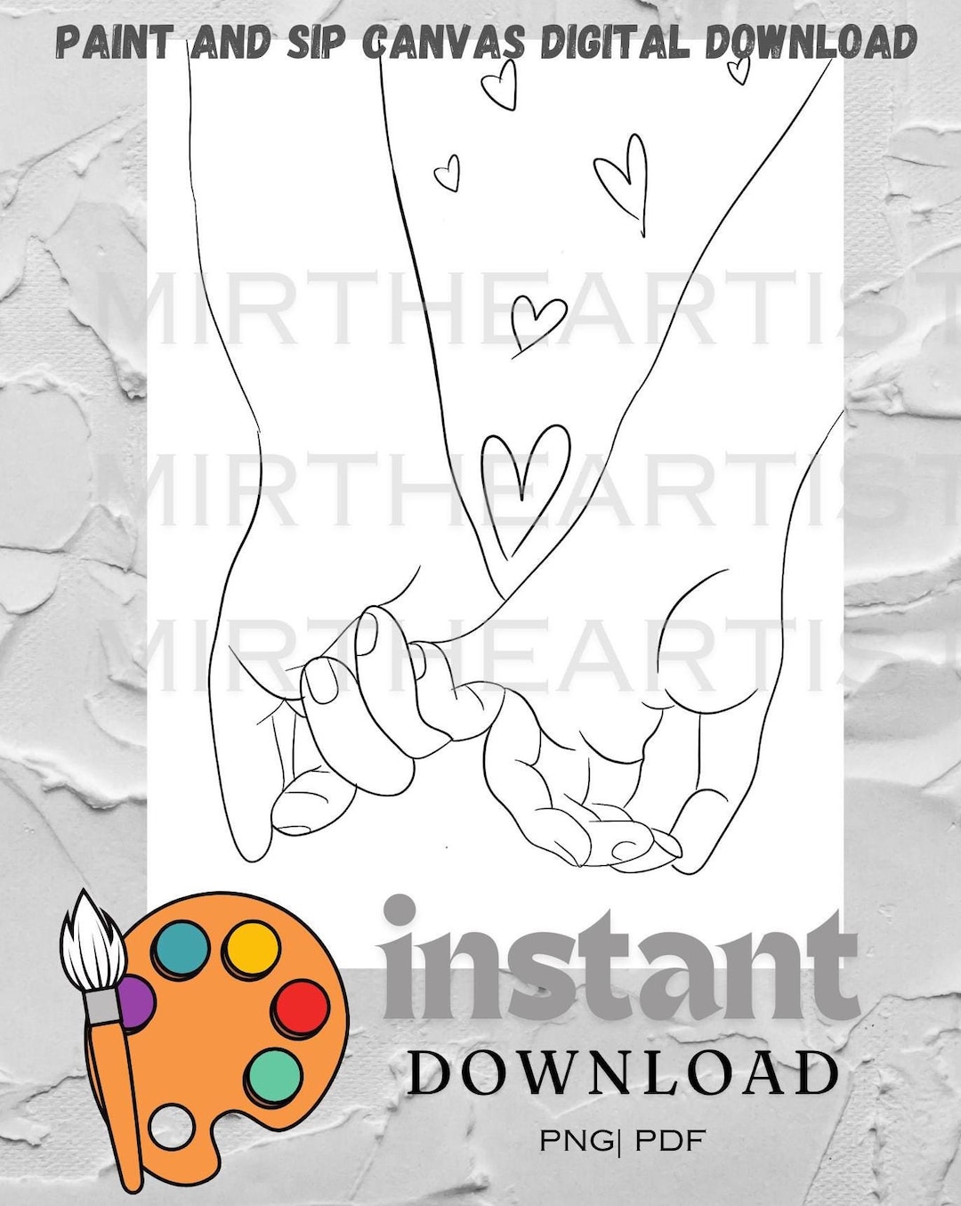 Canvas Digital Printable, DIY Pre-drawn Canvas for Paint Party/date ...