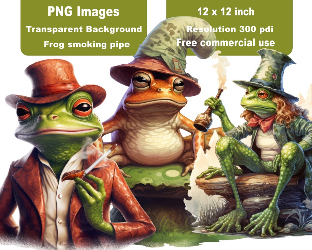 PNG Frog Smoking Pipe, No Background, Transparent, Digital Clip Art ...