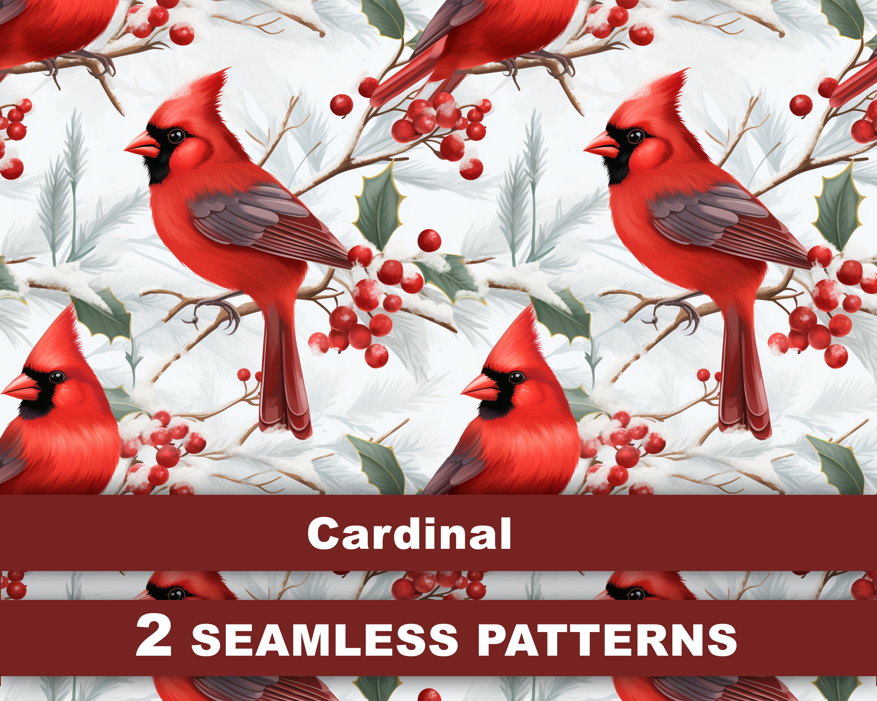 Bird Cardinal Seamless Pattern Colorful Watercolor Wallpaper Texture ...