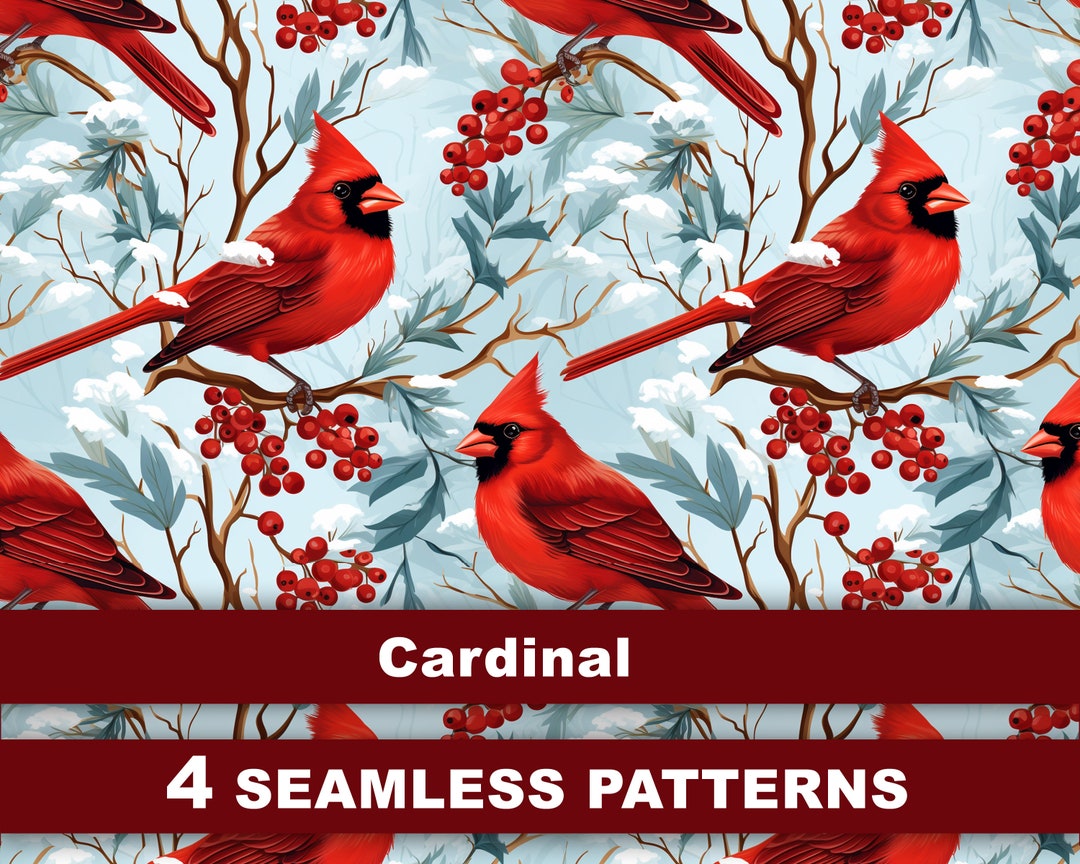 Bird Cardinal Seamless Pattern Colorful Watercolor Wallpaper Texture ...