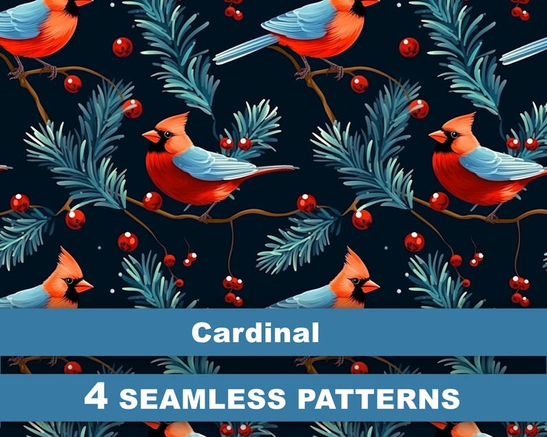 Bird Cardinal Seamless Pattern Colorful Watercolor Wallpaper Texture ...