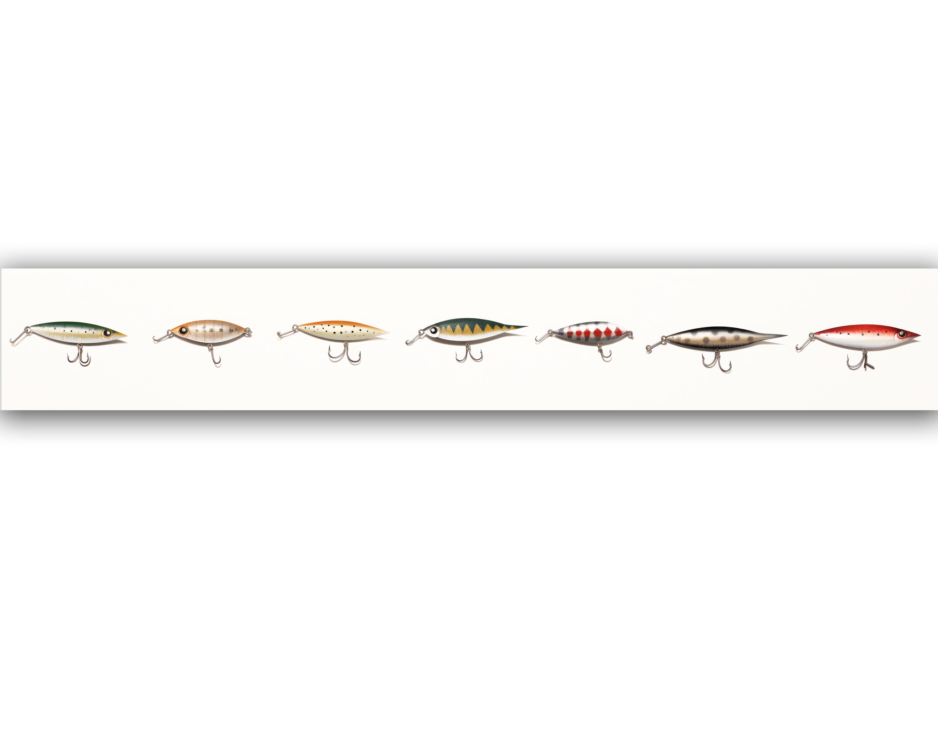 Fishing Lures Seamless Pattern and Border, White Background, Wallpaper ...