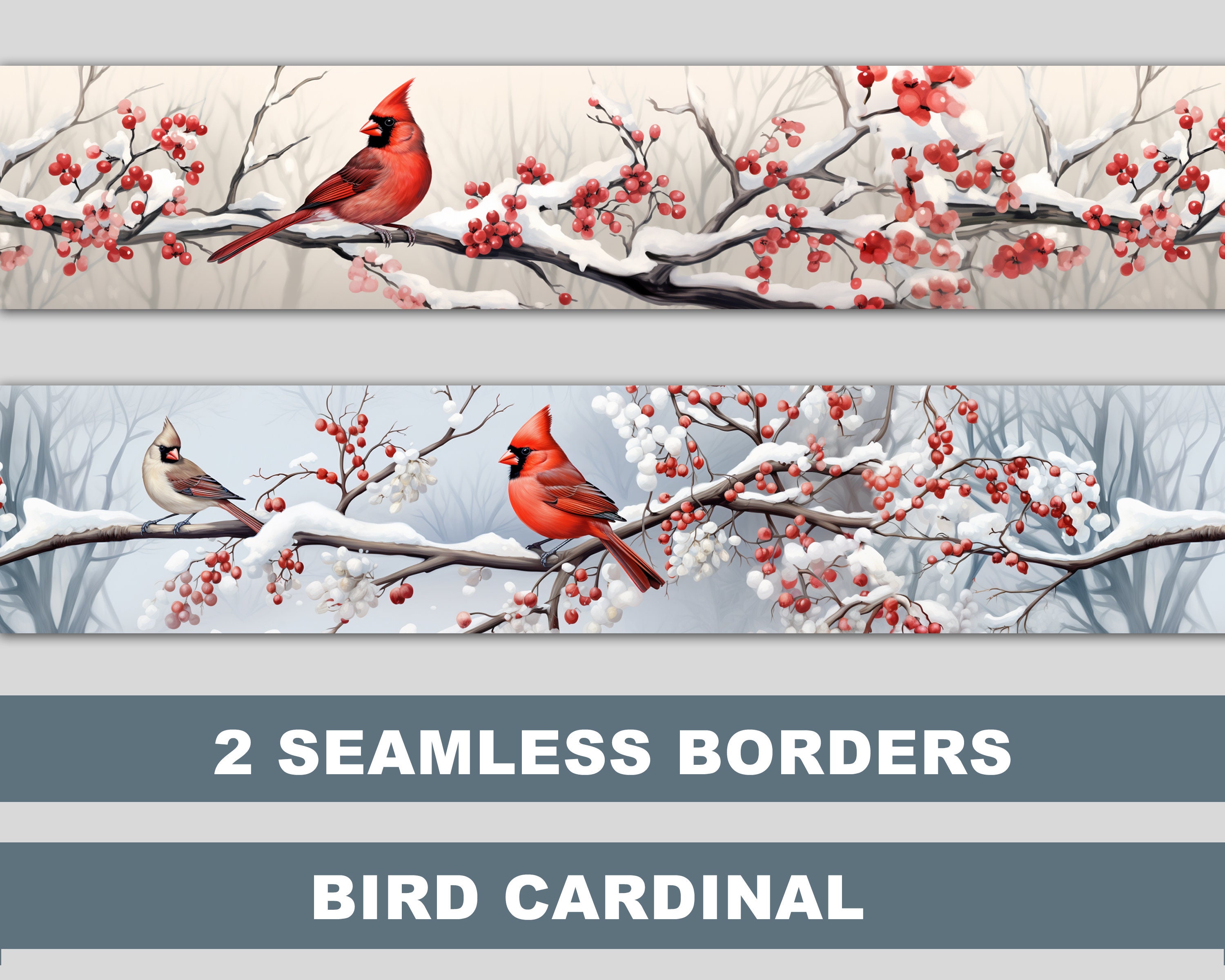 2 Digital Seamless Borders Bird Cardinal, Wallpaper, Texture, Paper ...