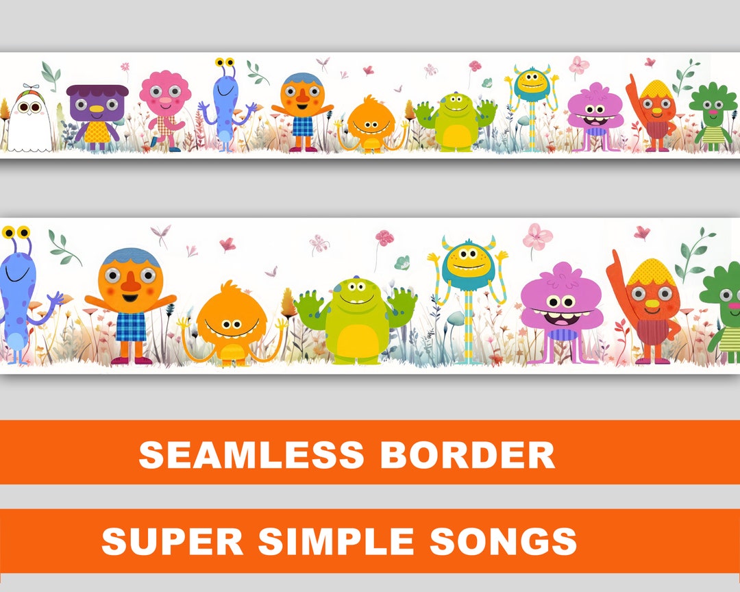 Digital Seamless Border Super Simple Songs Characters, Wallpaper ...