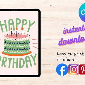 5 Digital Birthday Cards;greeting Cards;happy Birthday Cards;kid's ...