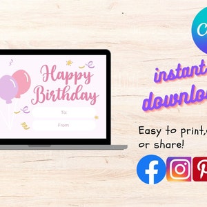 5 Digital Birthday Cards;greeting Cards;happy Birthday Cards;kid's ...