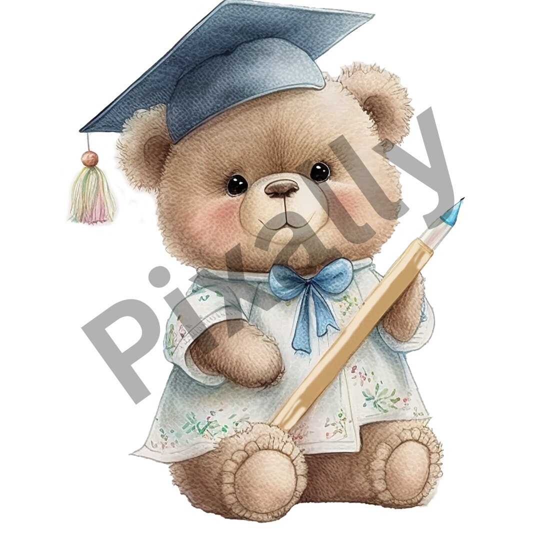 Cute and Cuddly Graduates: Teddy Bear Graduation Watercolor Clip Art ...