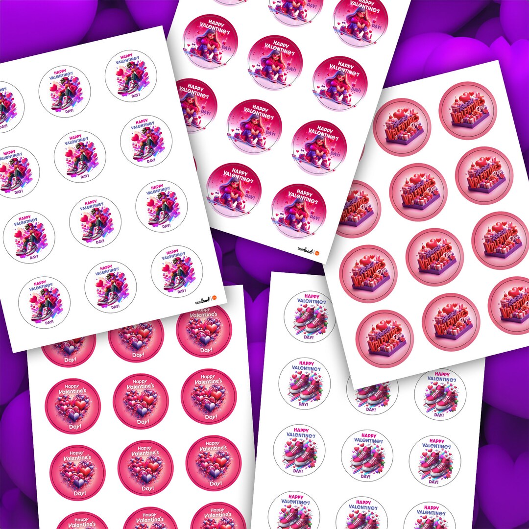 Valentine's Bundle - 5 Printable Sticker Sheets - Etsy